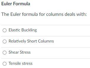 Solved Euler Formula The Euler formula for columns deals | Chegg.com