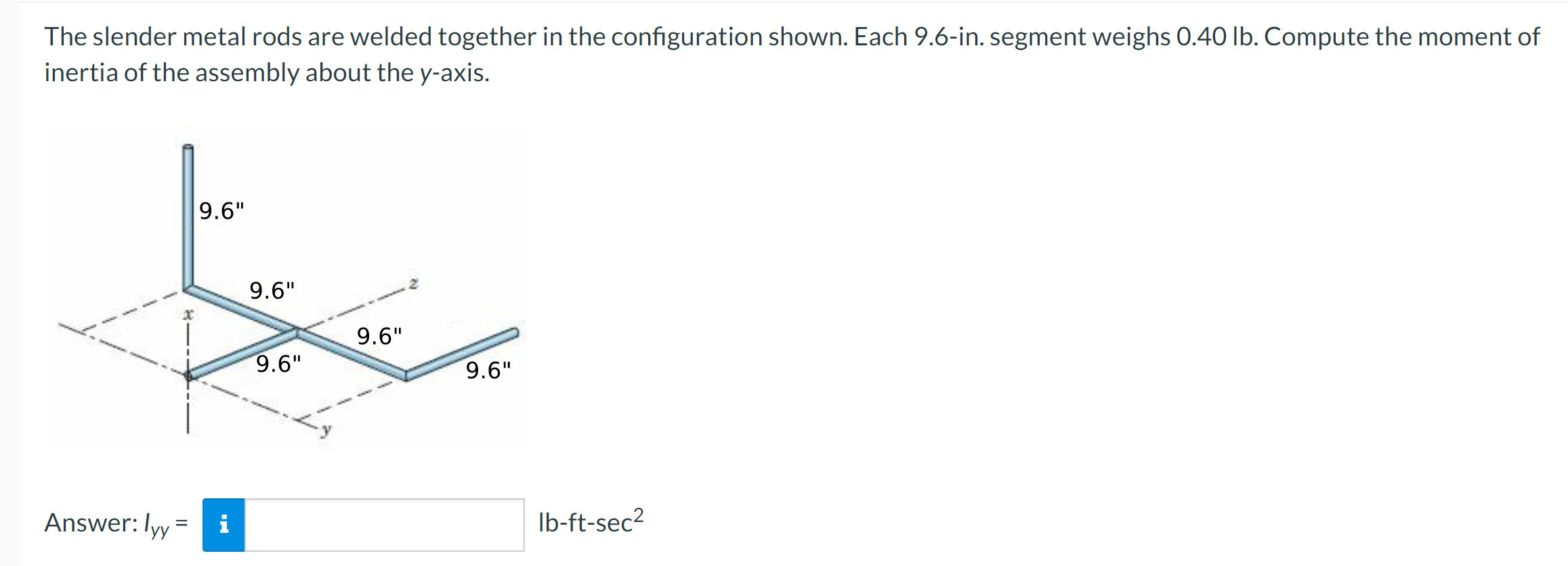 Solved The slender metal rods are welded together in the | Chegg.com