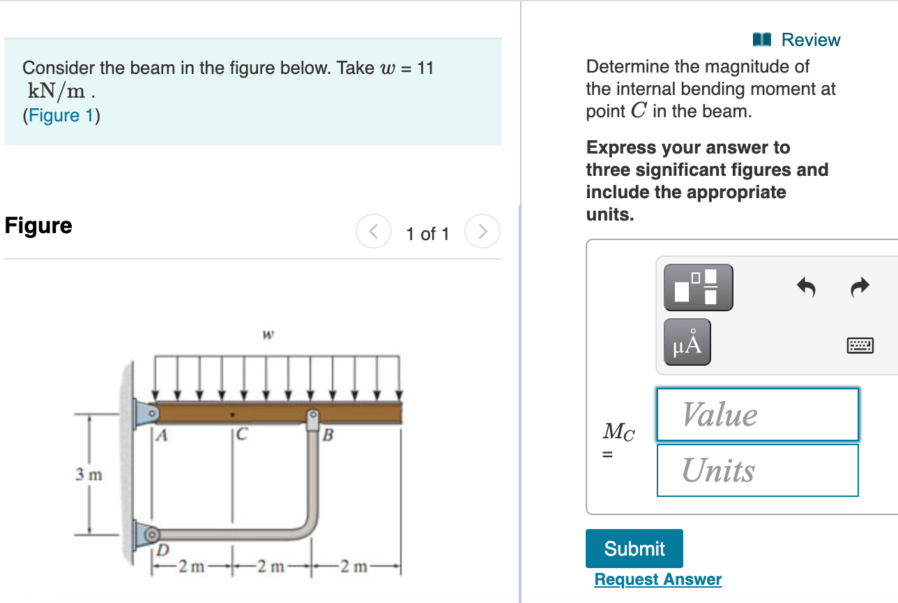 Solved Review Consider the beam in the figure below. Take w | Chegg.com