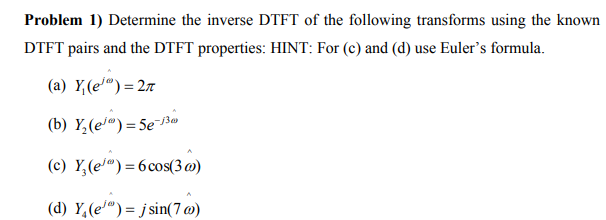 Solved Problem 1) Determine the inverse DTFT of the | Chegg.com