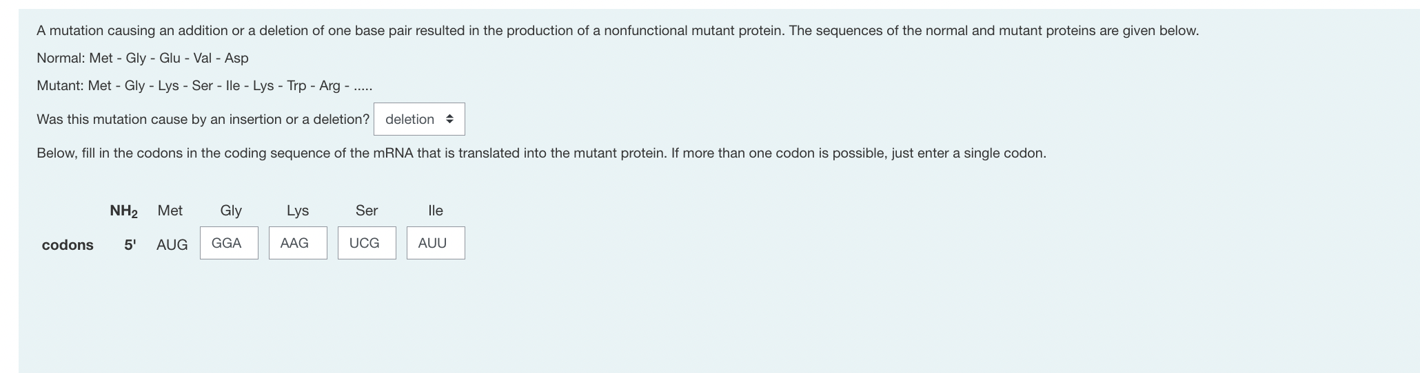 A mutation causing an addition or a deletion of one | Chegg.com