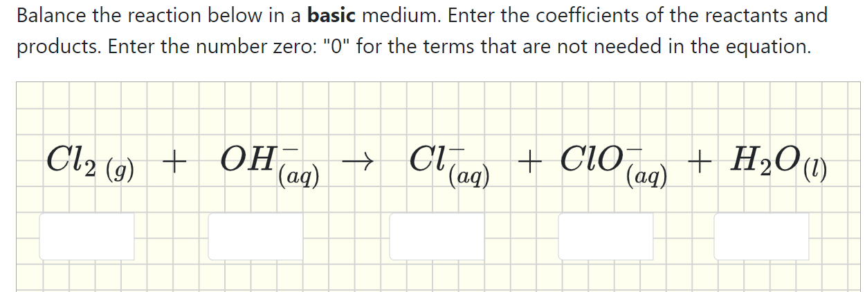 Solved Balance the reaction below in a basic medium. Enter | Chegg.com