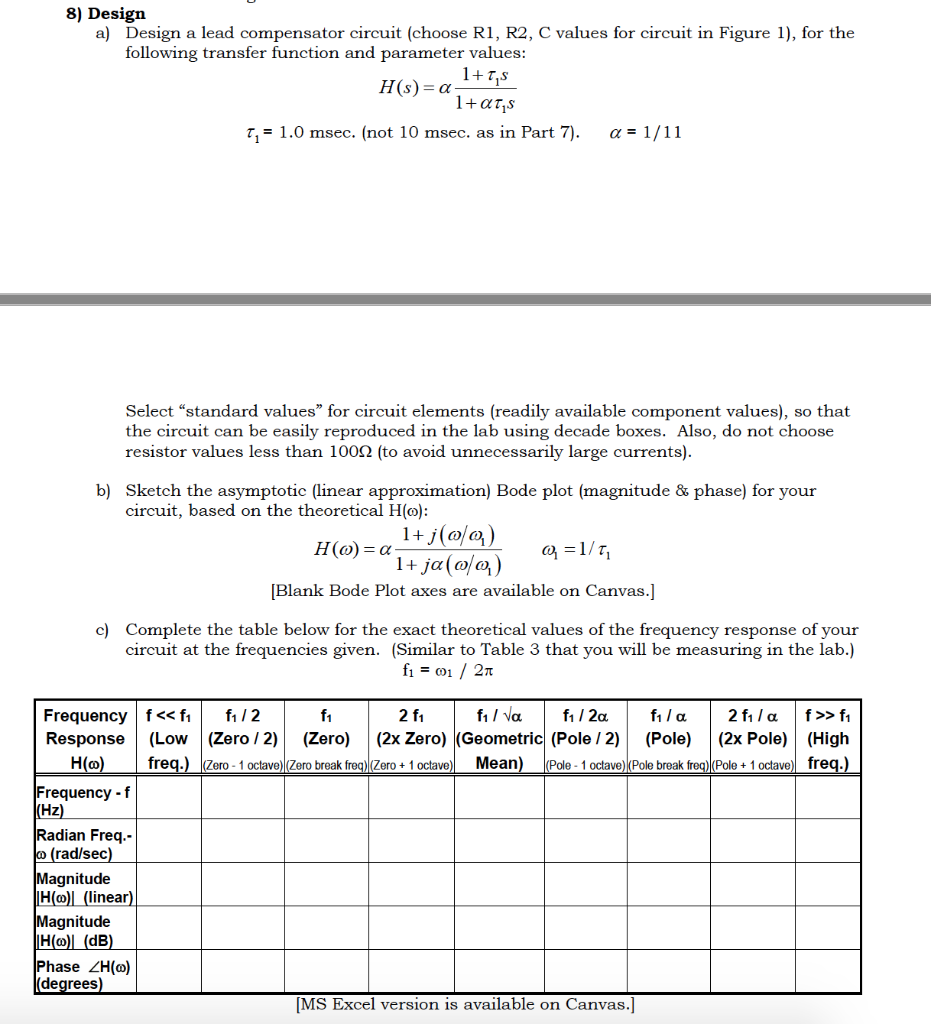 Solved R , + รับ Rz ** งๆ %) Fig. 1 A passive lead network. | Chegg.com