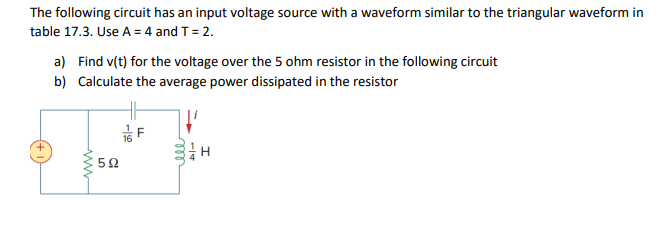 The following circuit has an input voltage source | Chegg.com