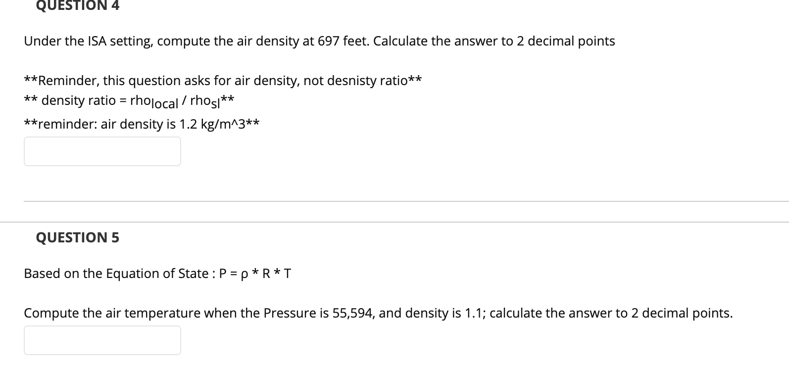 Solved QUESTION 4 Under the ISA setting, compute the air | Chegg.com