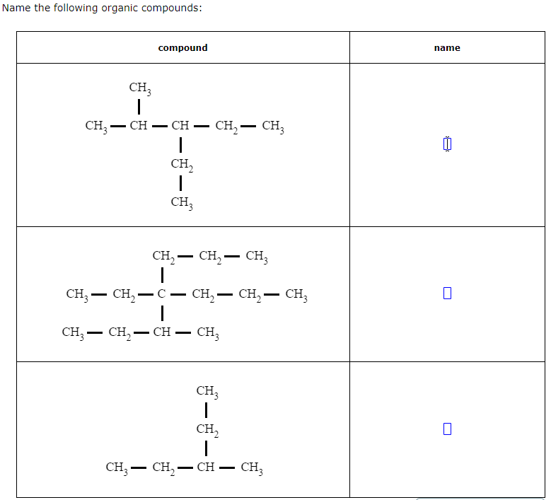 Solved Name the following organic compounds: | Chegg.com