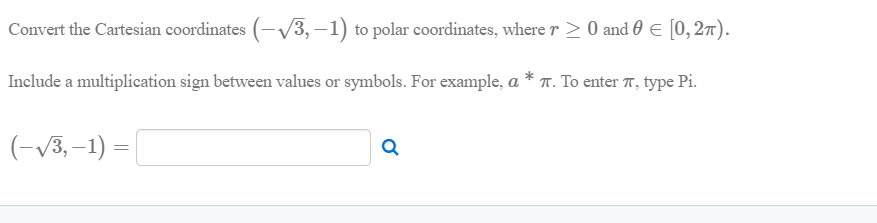 Solved Convert the Cartesian coordinates3,-1) to polar | Chegg.com