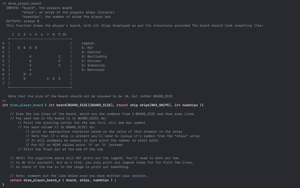 Solved Please help! I am coding in C for a battleships | Chegg.com
