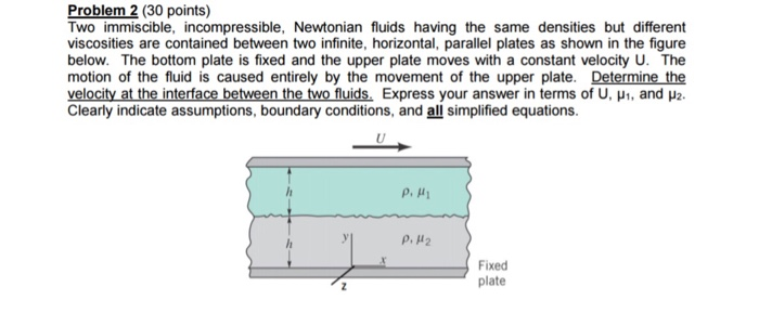 Solved Problem 2 (30 points) Two immiscible, incompressible, | Chegg.com