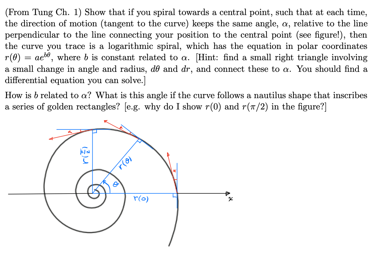Solved (From Tung Ch. 1) Show that if you spiral towards a | Chegg.com