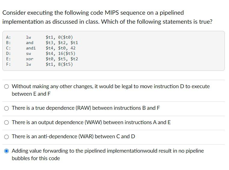 Solved Consider executing the following code MIPS sequence | Chegg.com Solved Consider executing the following code MIPS sequence | Chegg.com