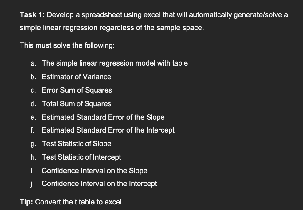 Solved Task 1: Develop a spreadsheet using excel that will | Chegg.com