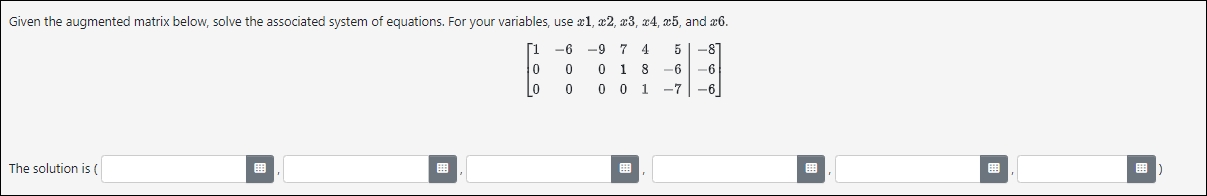 Solved Given the augmented matrix below, solve the | Chegg.com