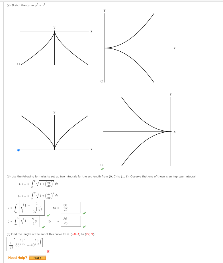 Solved (a) Sketch the curve y3=x2. (b) Use the following | Chegg.com