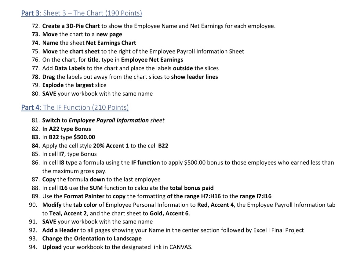 Solved Part 2: Sheet 2 - Employee Payroll Information (970 | Chegg.com
