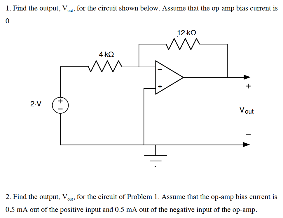 Solved 1. Find the output, Vout , for the circuit shown | Chegg.com