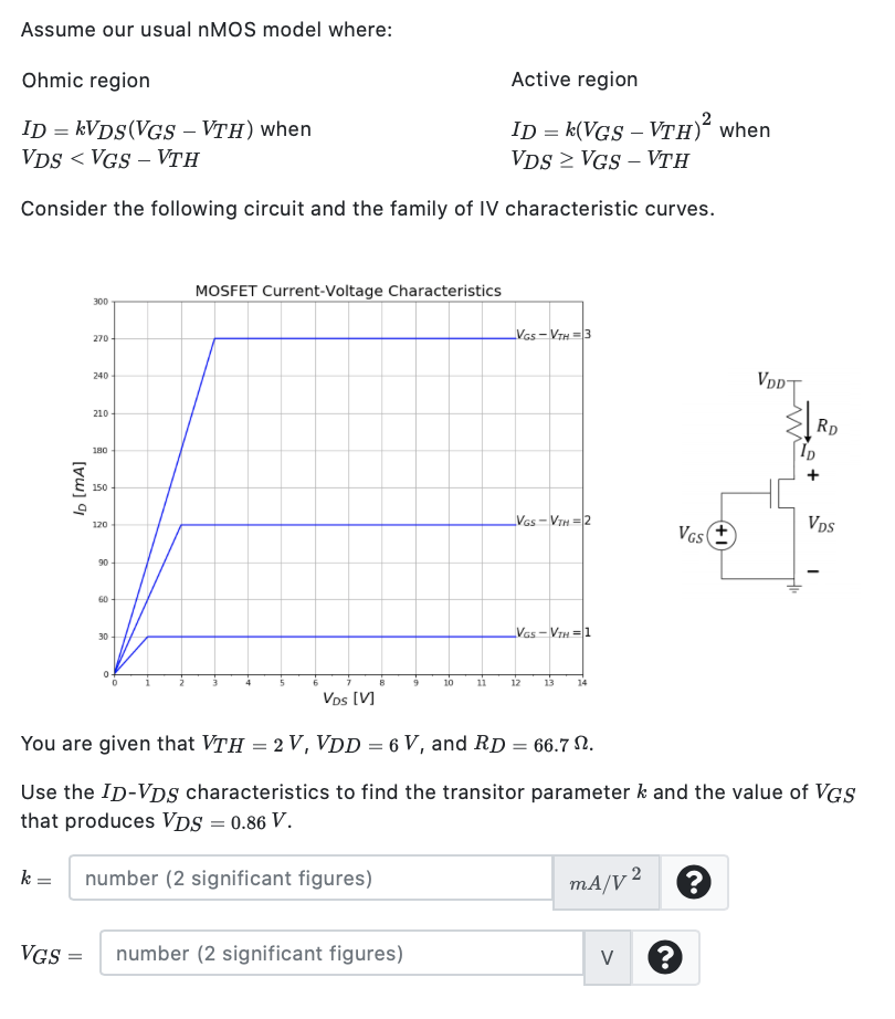 Solved Assume our usual nMOS model where: Ohmic region | Chegg.com
