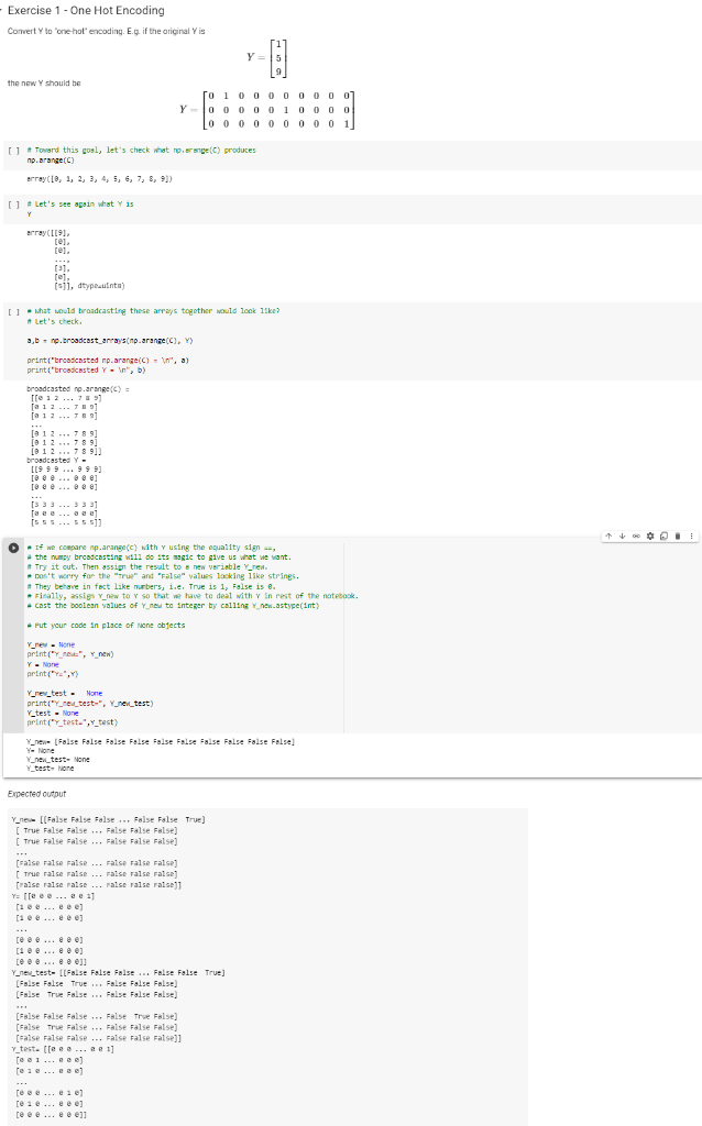 Exercise 1 - One Hot Encoding Convert to one hol' | Chegg.com