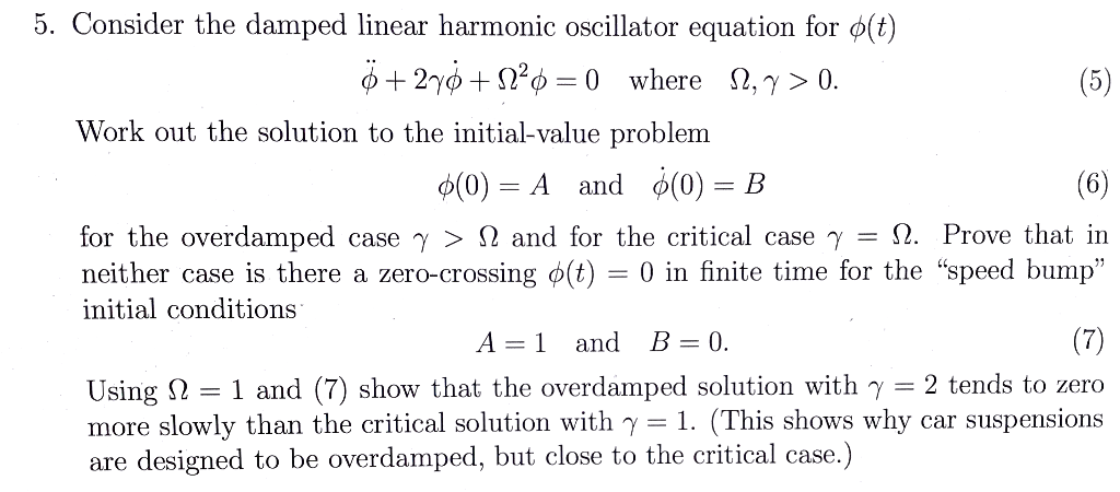 Solved 5. Consider the damped linear harmonic oscillator | Chegg.com