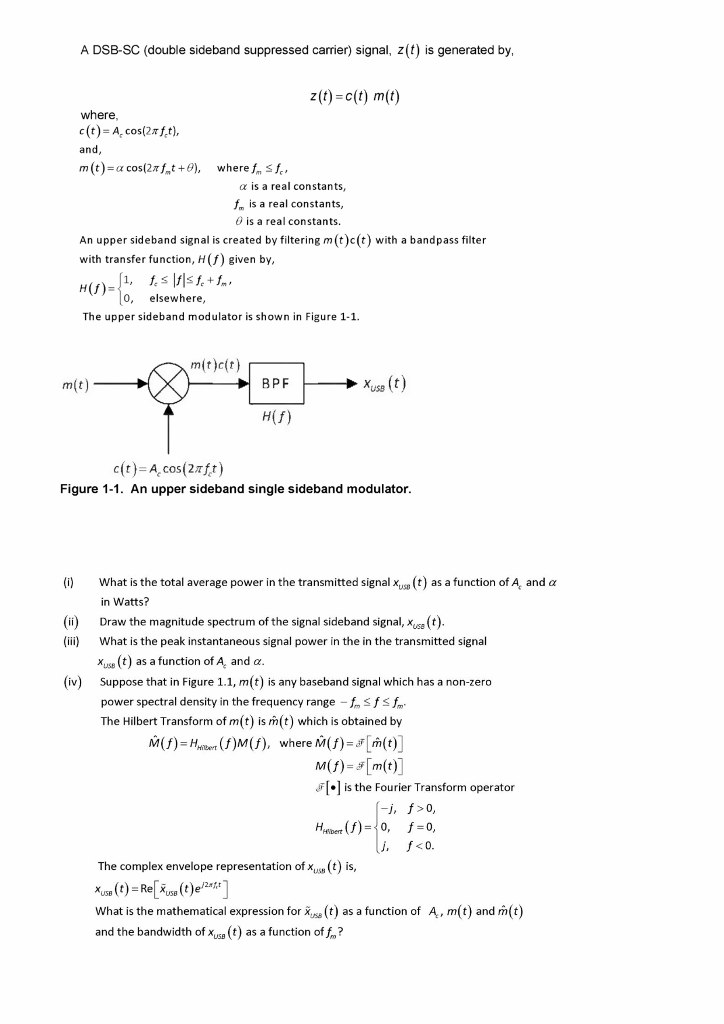 A DSBC (double sideband suppressed carrier ) signal, | Chegg.com