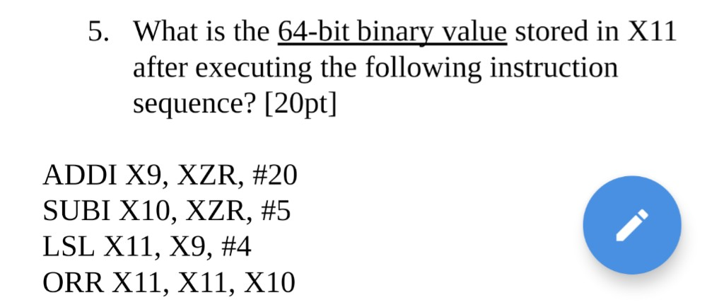 5. What is the 64-bit binary value stored in X11 | Chegg.com