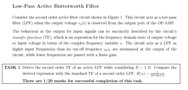 Low-Pass Active Butterworth Filter Consider the | Chegg.com