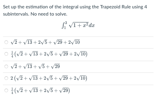 Solved Set up the estimation of the integral using the | Chegg.com