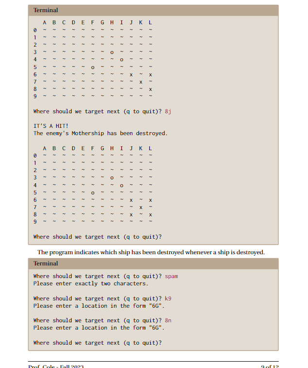 12.1 - Battleship Create a space themed single player | Chegg.com