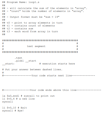 Solved Complete the following SPIM assembly language | Chegg.com