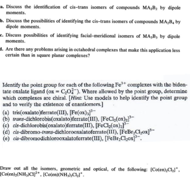 Solved a. Discuss the identification of cis-trans isomers of | Chegg.com