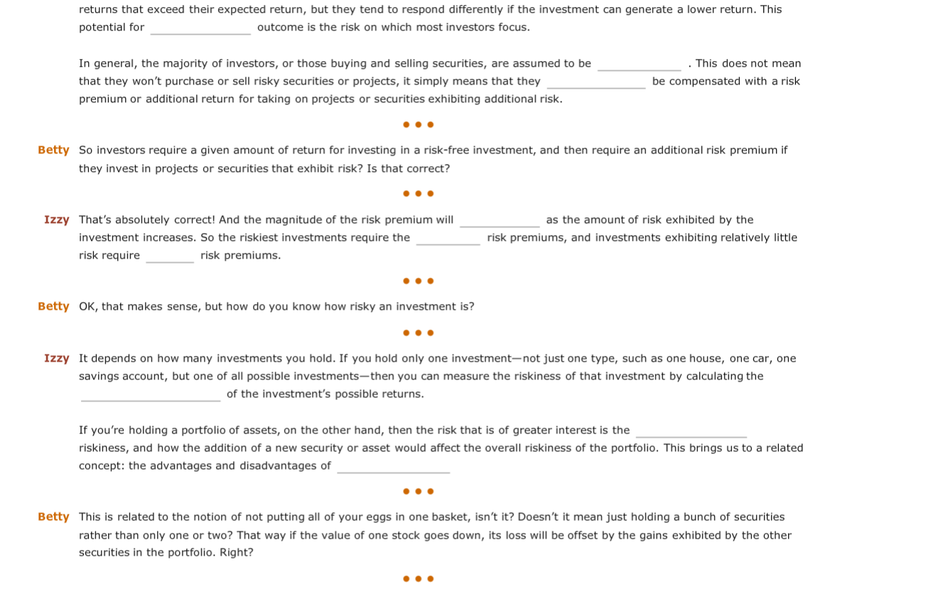 Solved 1. Basic concepts - Risk and return Aa Aa Professor | Chegg.com