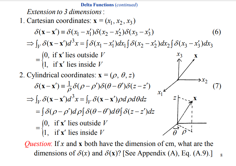 Solved = - х = = Delta Functions (continued) Extension to 3 | Chegg.com