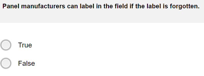 Solved Panel manufacturers can label in the field if the | Chegg.com