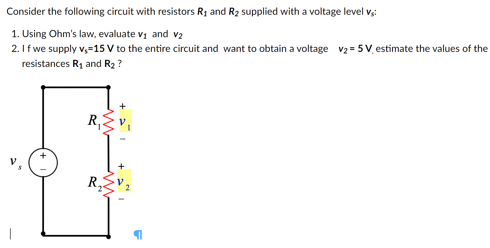 Solved Consider the following circuit with resistors R1 and | Chegg.com