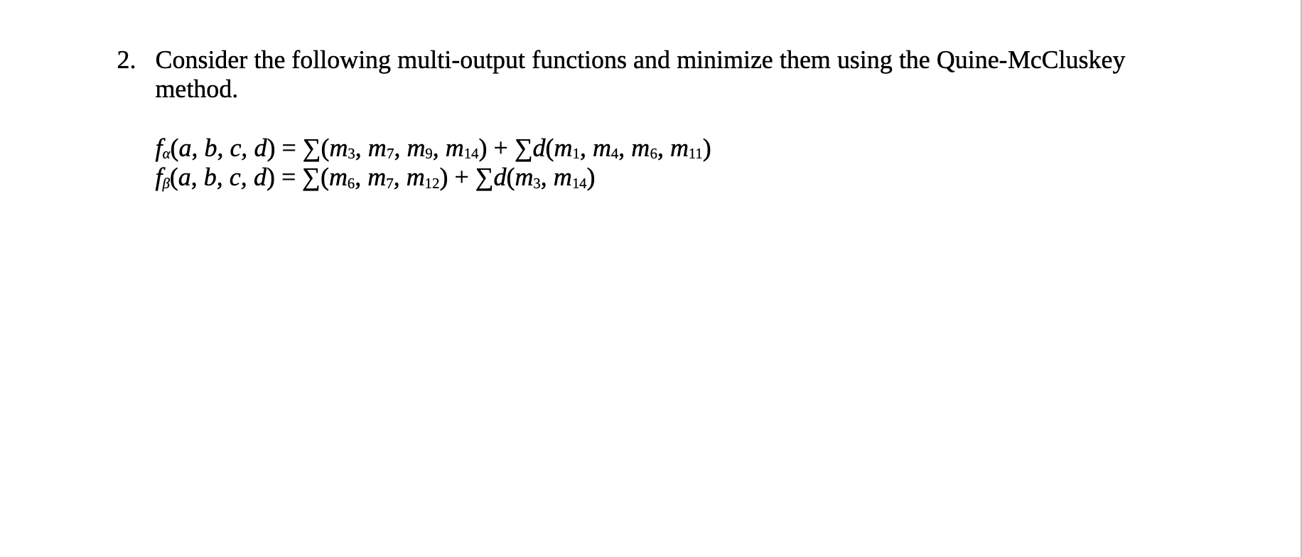 Solved 2. Consider the following multi-output functions and | Chegg.com