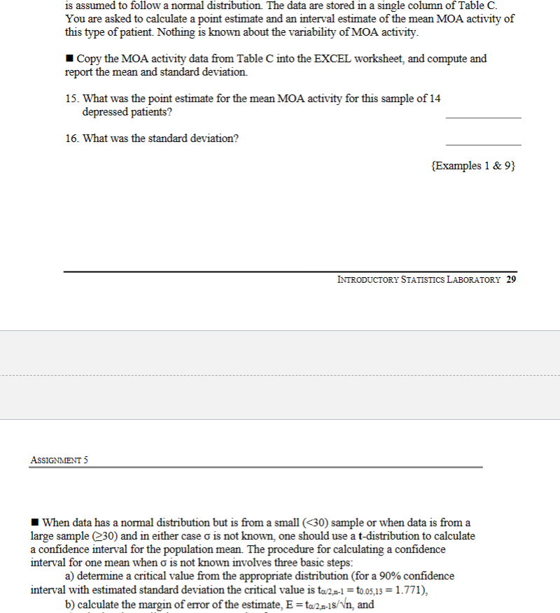 Solved Introductory Statistics Laboratory Assignment 5 