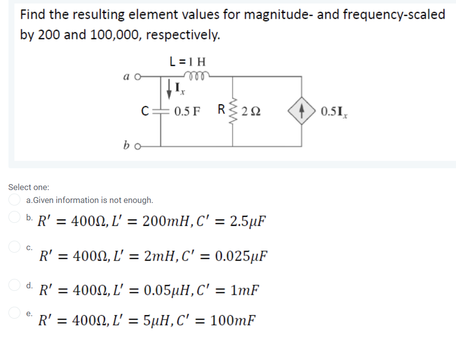 Solved Find the resulting element values for magnitude- and | Chegg.com