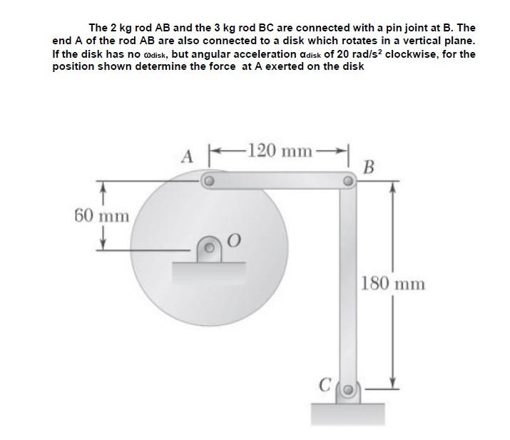 Solved The 2 kg rod AB and the 3 kg rod BC are connected | Chegg.com