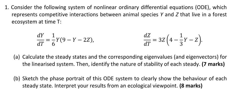 1. Consider the following system of nonlinear | Chegg.com