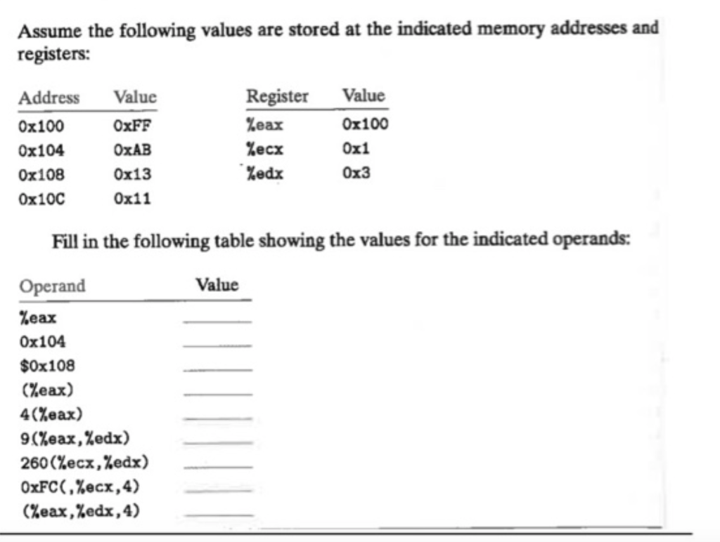 Solved Hey I understand this concept till 4(%eax). For | Chegg.com