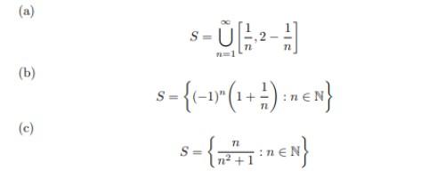 Solved For each of these subsets of R compute its Supremum | Chegg.com