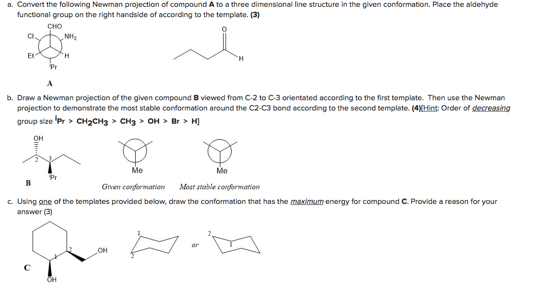 Solved a. Convert the following Newman projection of | Chegg.com