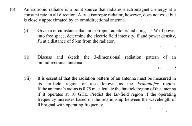 Solved (b) An isotropic radiator is a point source that | Chegg.com