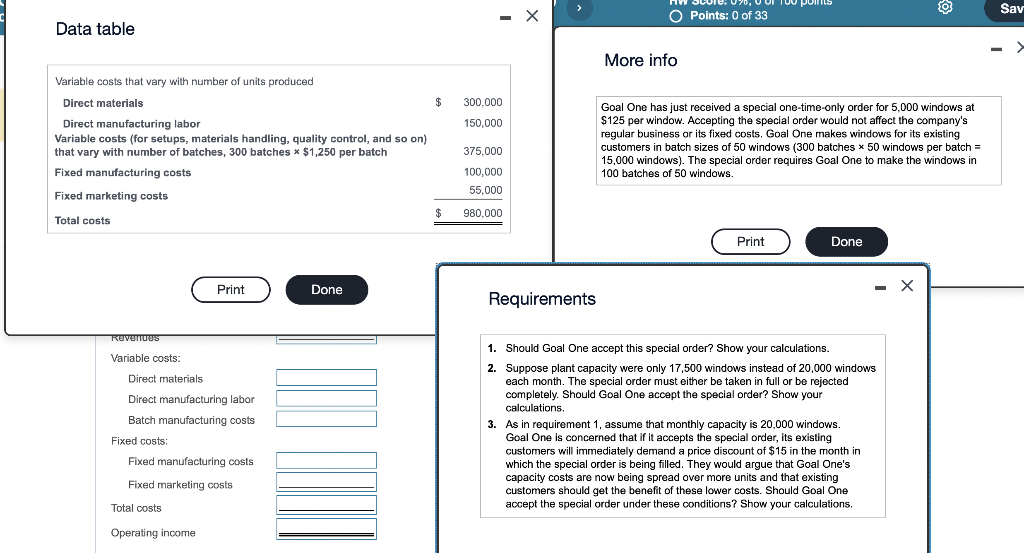 Solved The Goal One Company manufactures windows. Its | Chegg.com