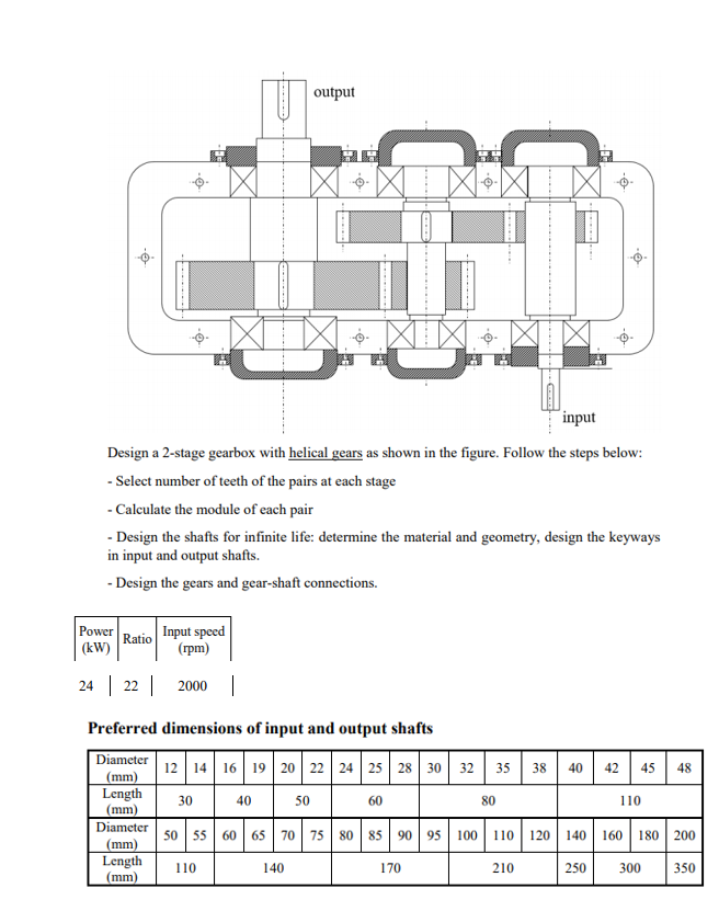 Solved output a . b. - - input Design a 2-stage gearbox with | Chegg.com