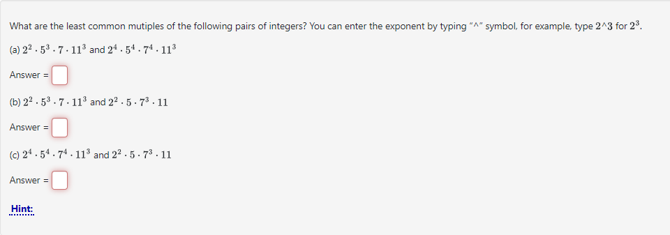 Solved What are the least common mutiples of the following | Chegg.com