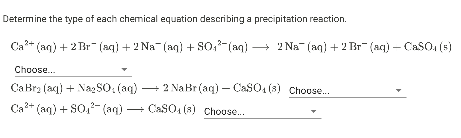 Solved Determine the type of each chemical equation | Chegg.com