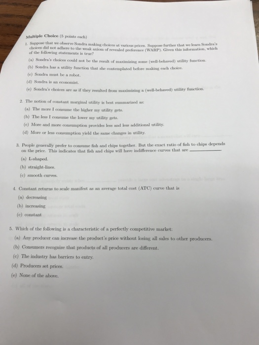 Solved Multiple Choice (5 points each) L. Suppose that we | Chegg.com