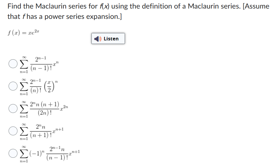 Solved Find the Maclaurin series for f(x) ﻿using the | Chegg.com