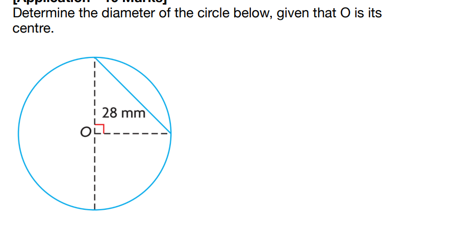 Solved Determine the diameter of the circle below, given | Chegg.com